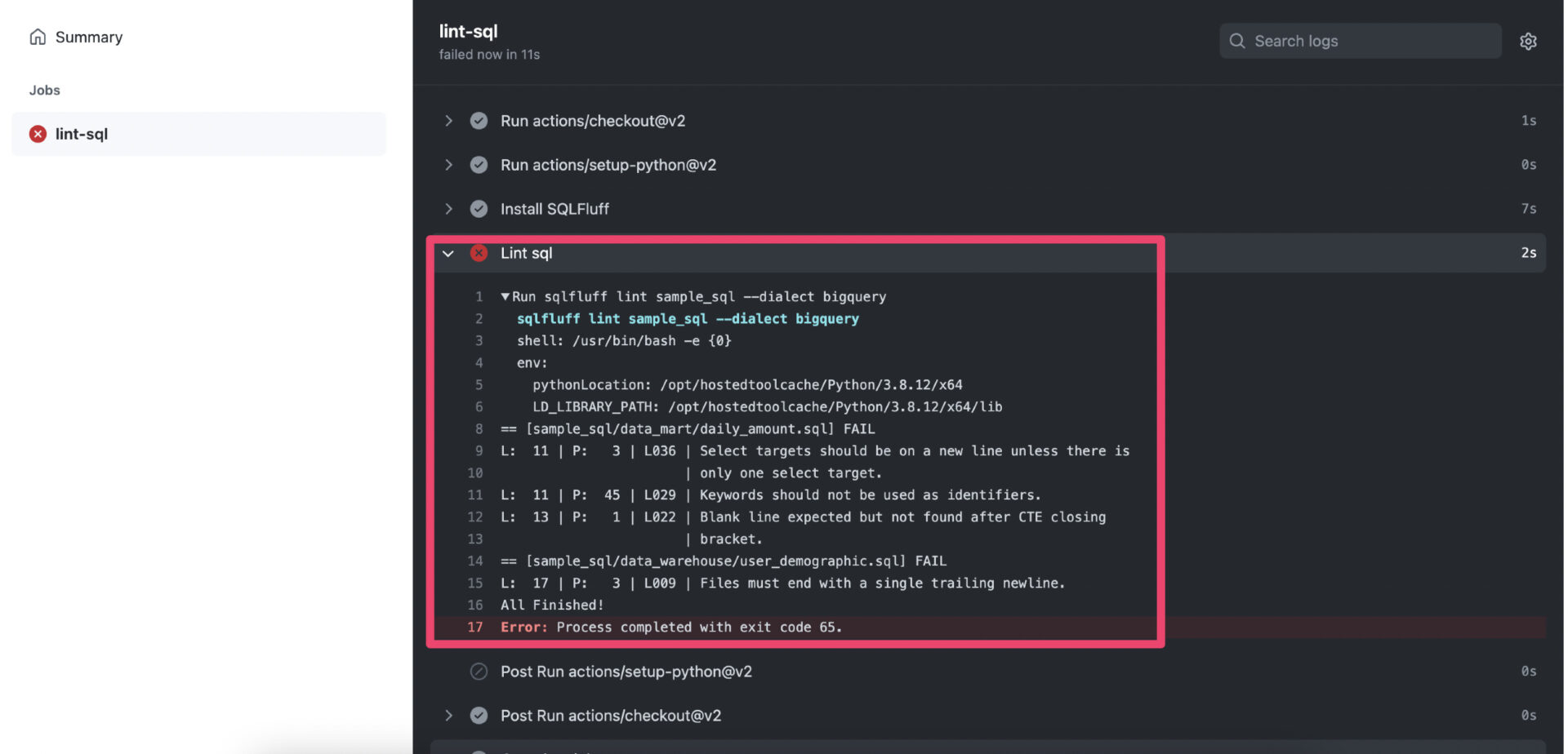 【SQLFluff】Docker＆GitHub ActionsでBigQueryのLintチェックをする【デモコード付き】｜とくきちのゆるログ